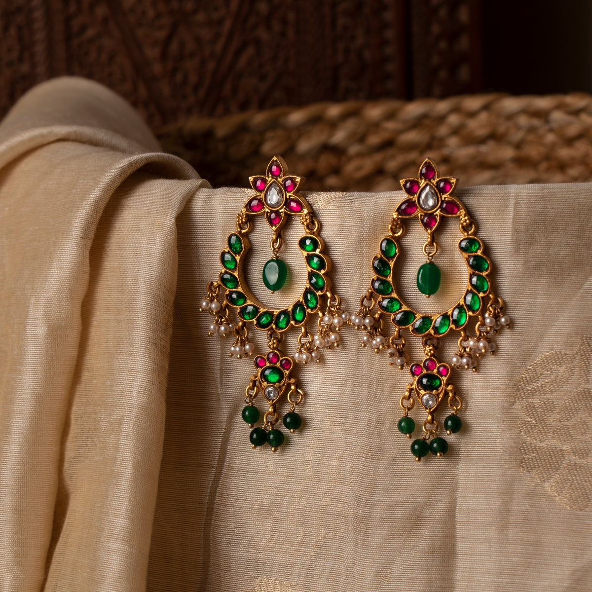Emerald Enchantment Chandbaalis | 925 Silver Jewellery By Aurika